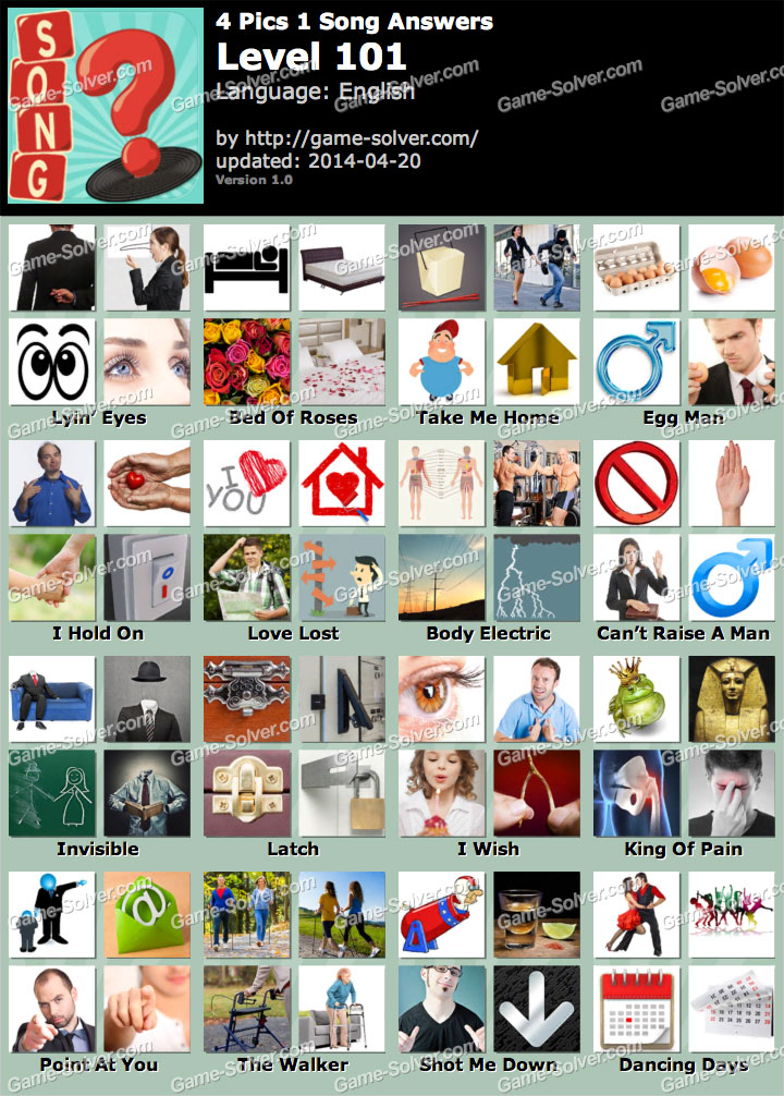 4 Pics 1 Song Level 101 • Game Solver