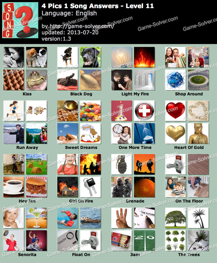 4 Pics 1 Song Level 11 - Game Solver