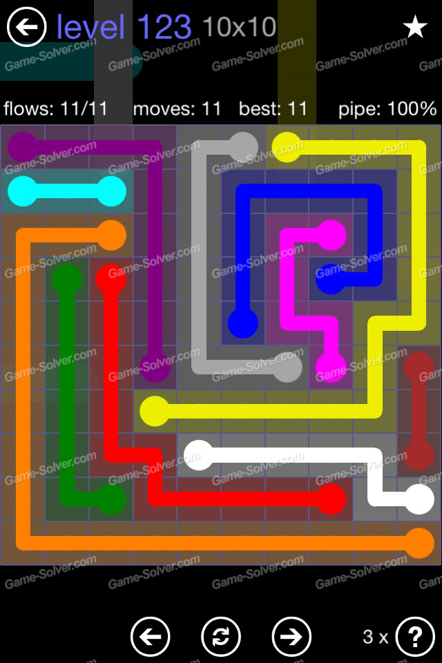Flow 10x10 Mania Level 123 • Game Solver