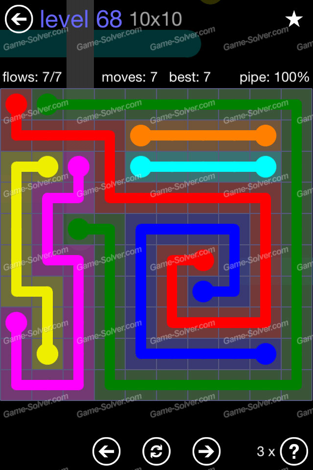 Flow 10x10 Mania Level 68 • Game Solver