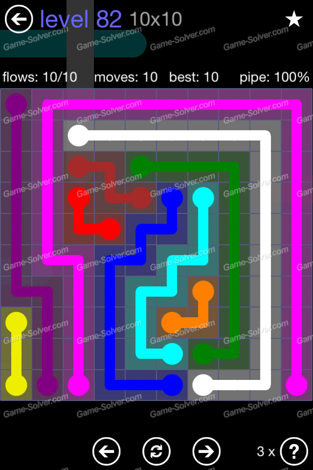 Flow 10x10 Mania Level 82 • Game Solver