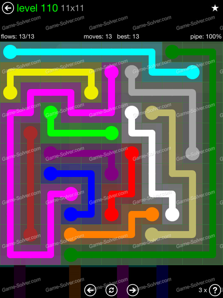 Flow 11x11 Mania Level 111 • Game Solver