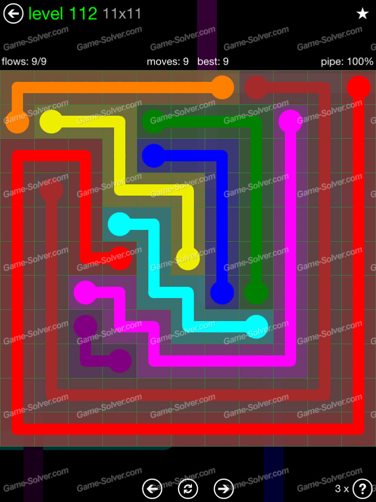 Flow 11x11 Mania Level 113 • Game Solver