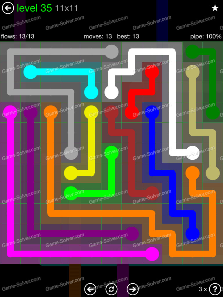 Flow 11x11 Mania Level 36 • Game Solver