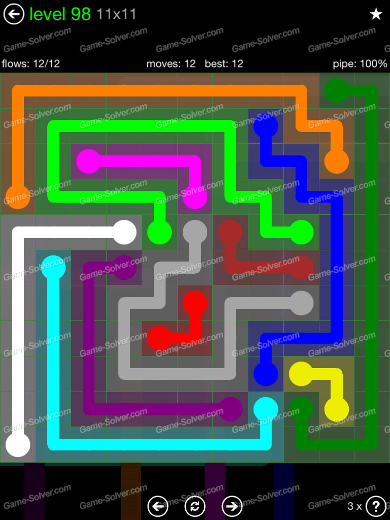 Flow 11x11 Mania Level 99 • Game Solver