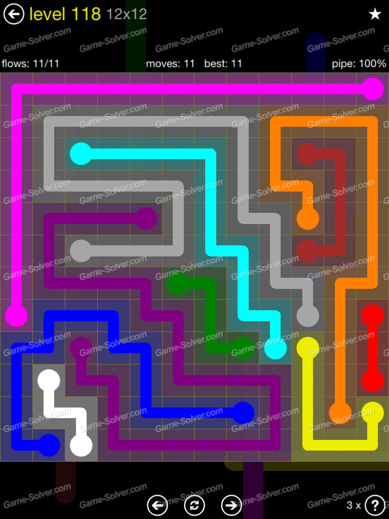 Flow 12x12 Mania Level 118 • Game Solver