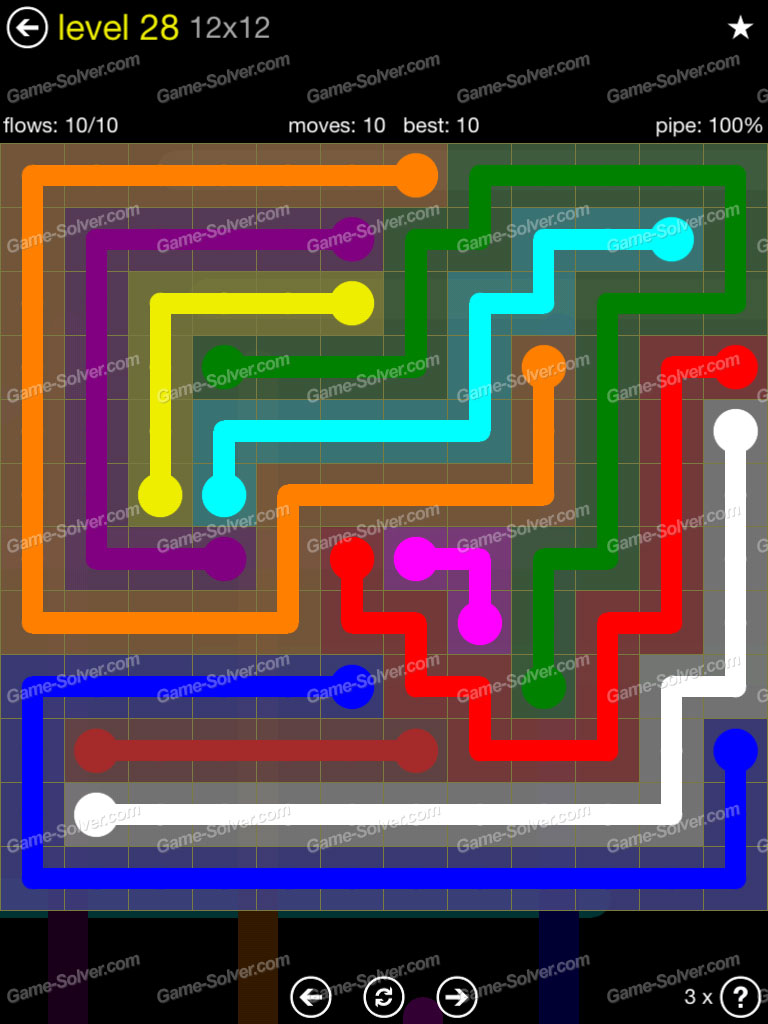 Flow 12x12 Mania Level 28 • Game Solver