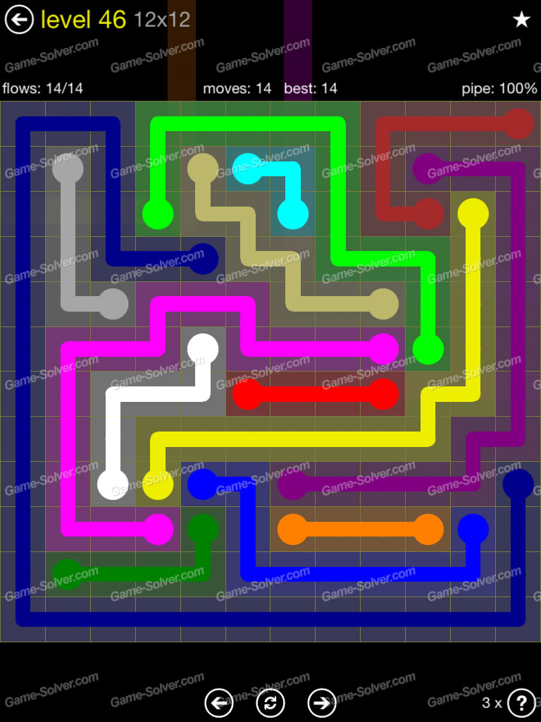 Flow 12x12 Mania Level 46 • Game Solver