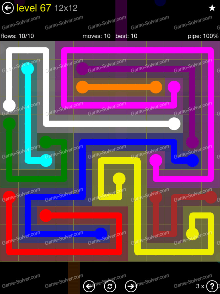 Flow 12x12 Mania Level 67 • Game Solver