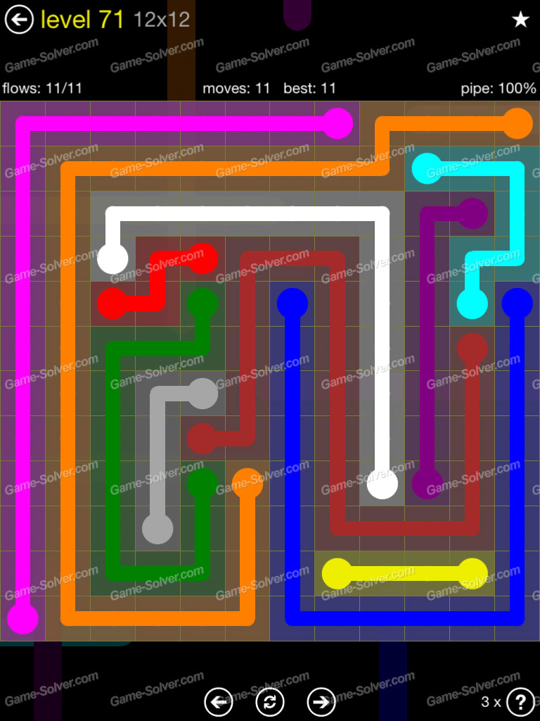 Flow 12x12 Mania Level 71 • Game Solver