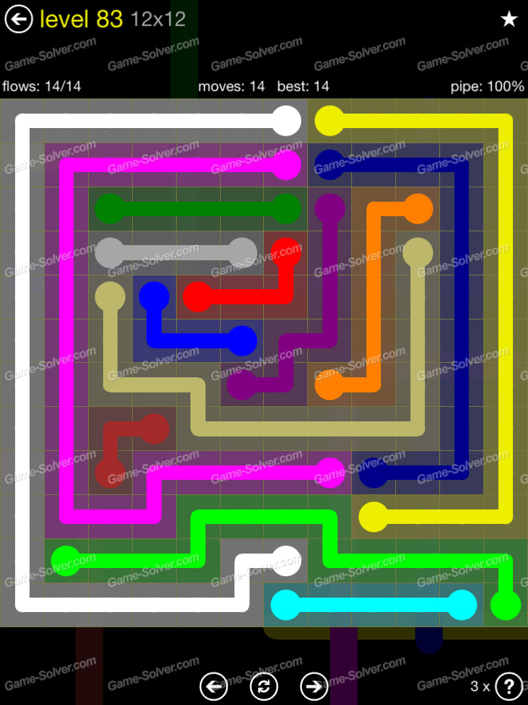 Flow 12x12 Mania Level 83 • Game Solver