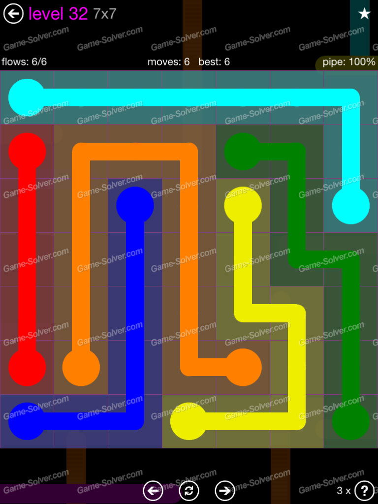 Flow 7x7 Mania Level 32 • Game Solver
