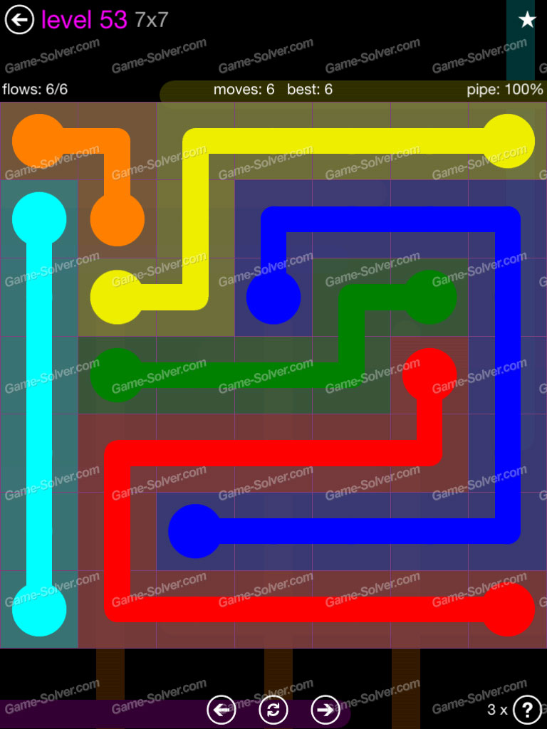 Flow 7x7 Mania Level 53 • Game Solver