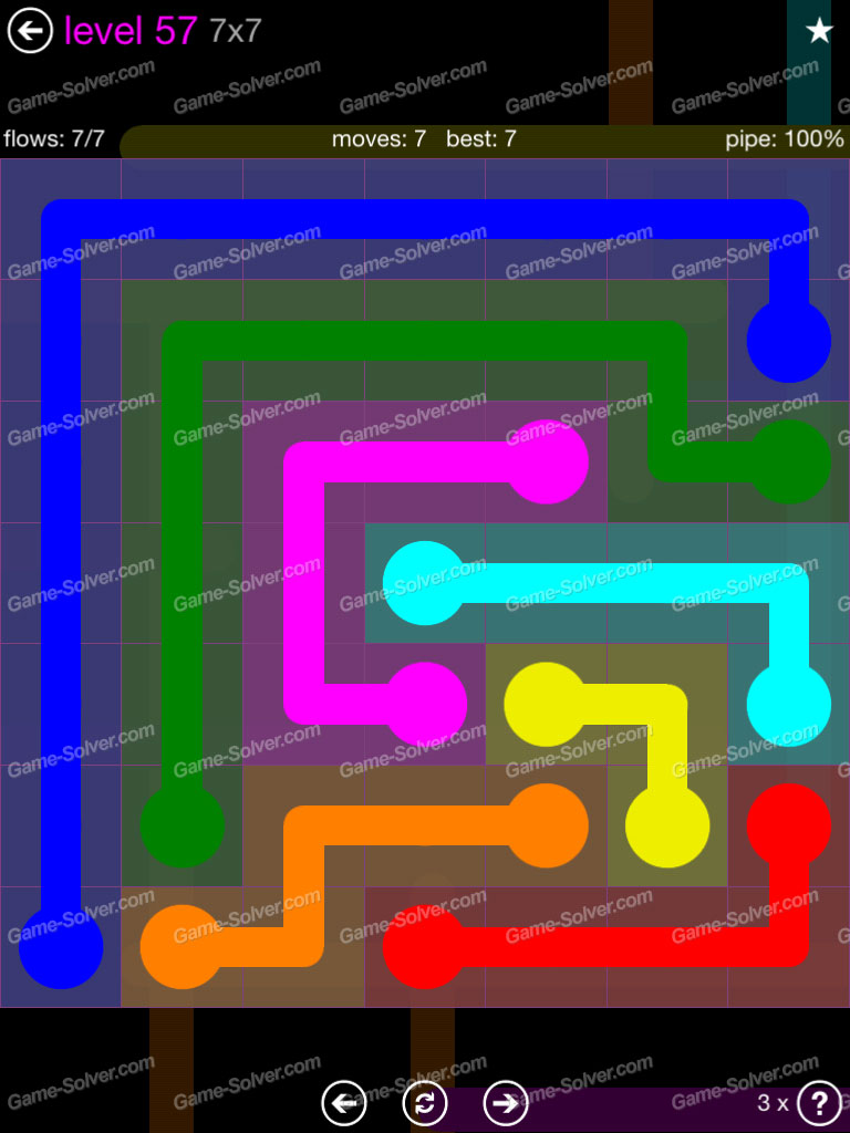 Flow 7x7 Mania Level 57 • Game Solver