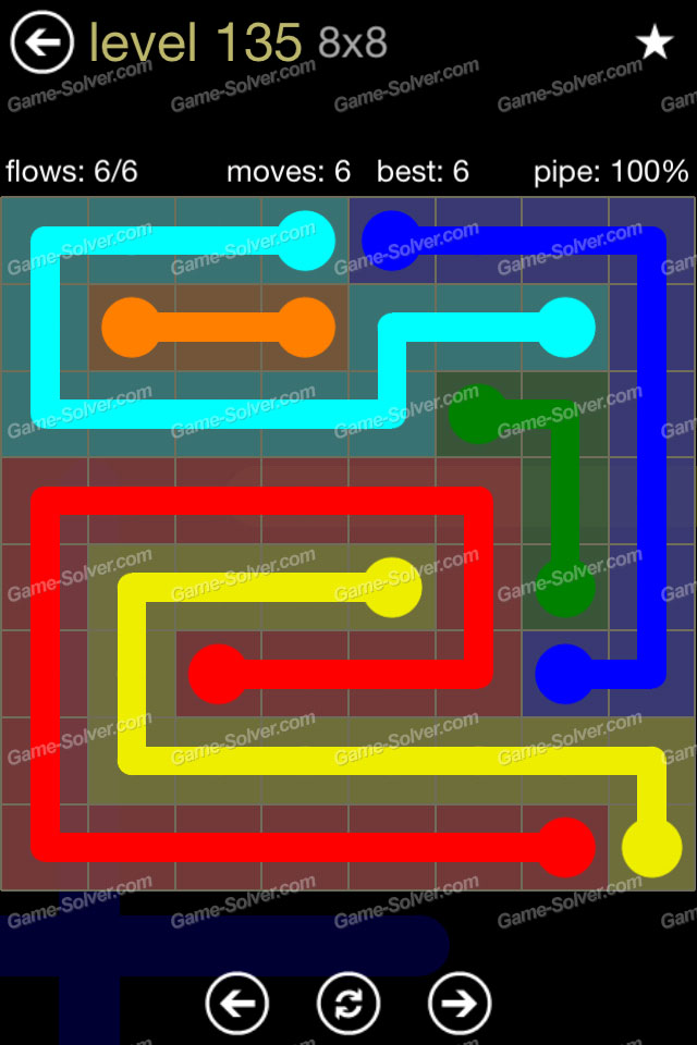 Flow 8x8 Mania Level 135 • Game Solver
