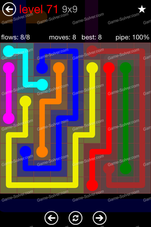 Flow 9x9 Mania Level 71 • Game Solver