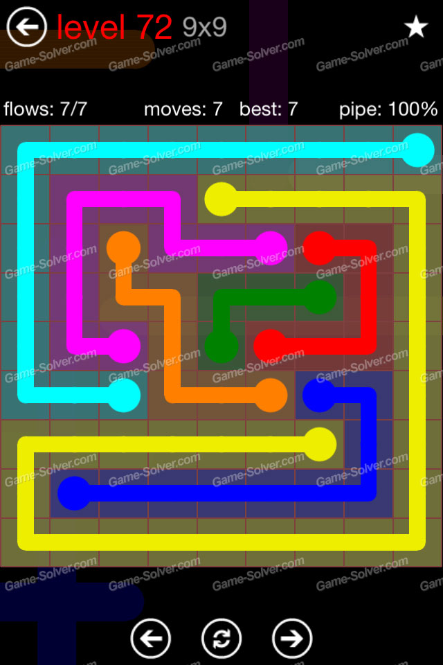 Flow 9x9 Mania Level 72 • Game Solver