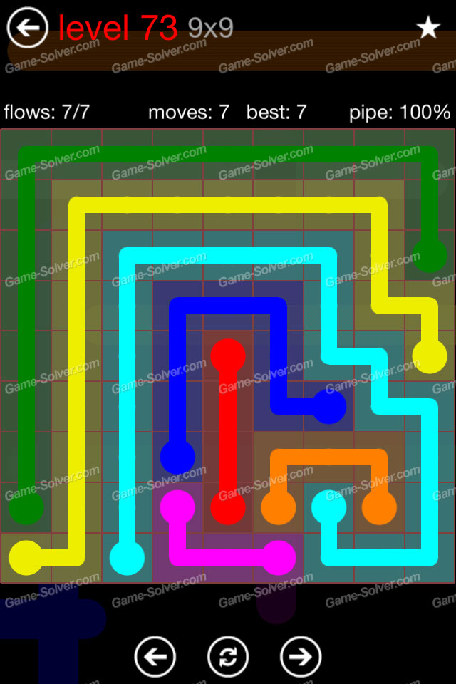 Flow 9x9 Mania Level 73 • Game Solver