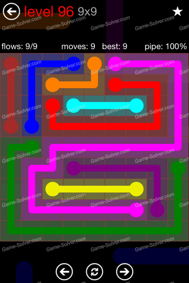 Flow 9x9 Mania Level 96 • Game Solver