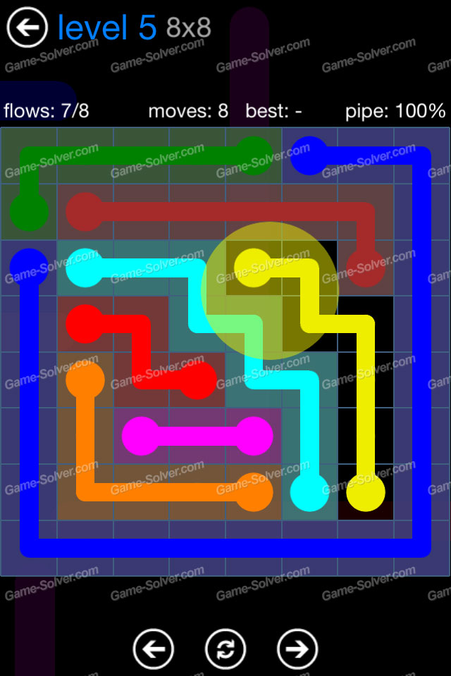 Flow Bonus Pack 8x8 Level 6 • Game Solver