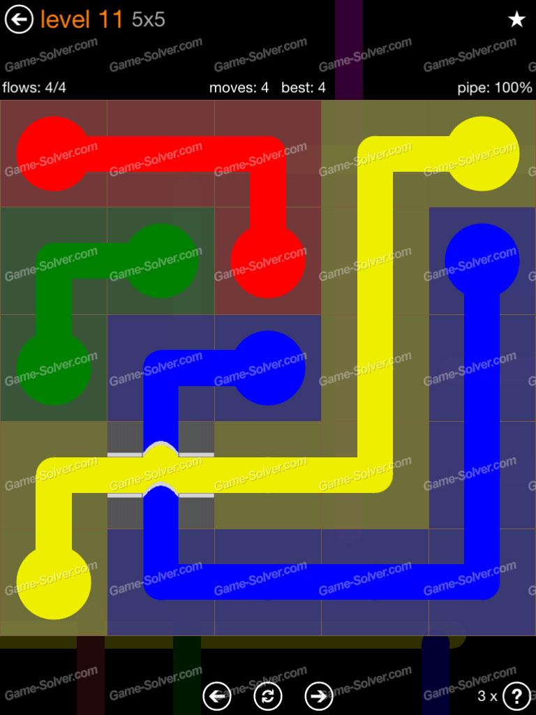 Flow Bridge Pack 5x5 Level 11 • Game Solver