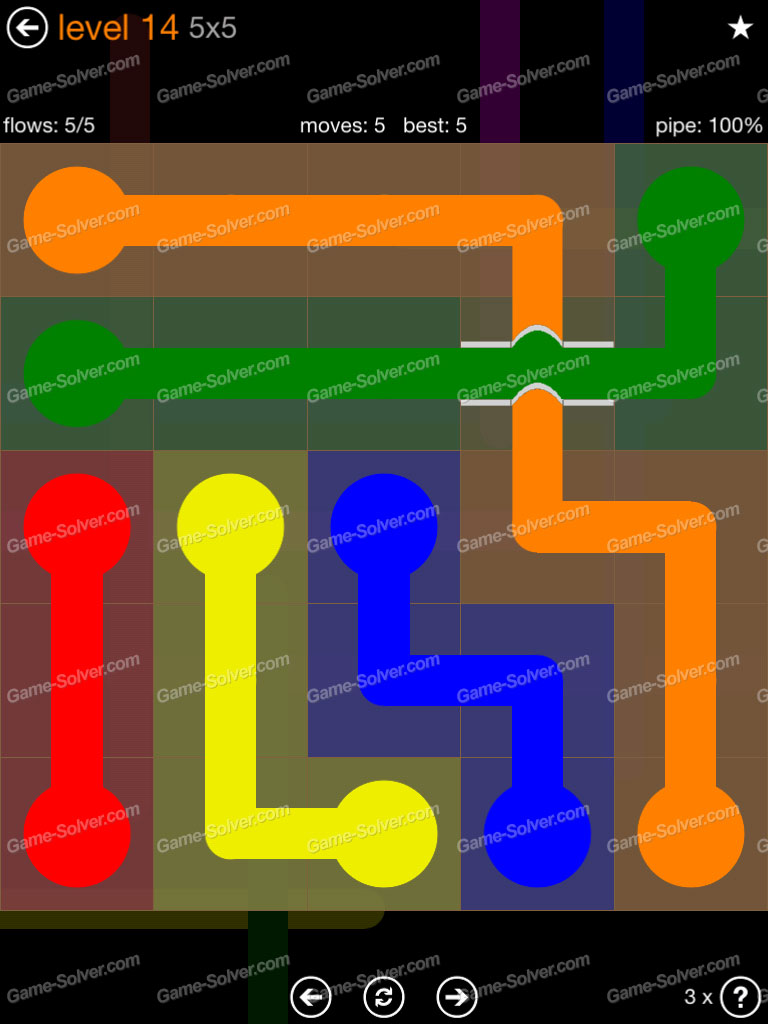 Flow Bridge Pack 5x5 Level 14 • Game Solver