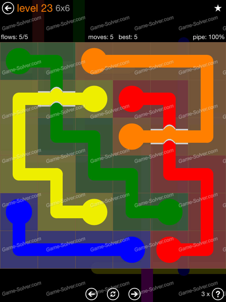 Flow Bridge Pack 6x6 Level 23 • Game Solver
