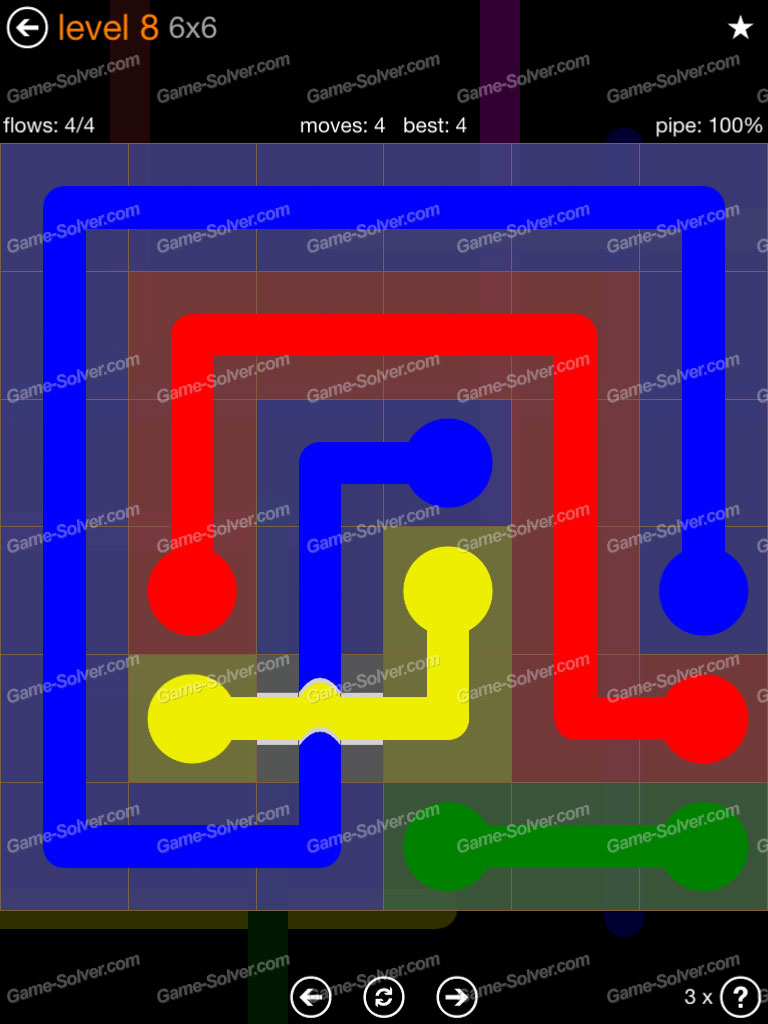 Flow Bridge Pack 6x6 Level 8 • Game Solver