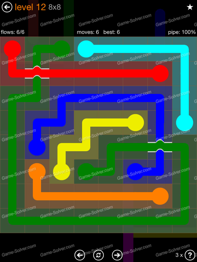 Flow Bridge Pack 8x8 Level 12 • Game Solver