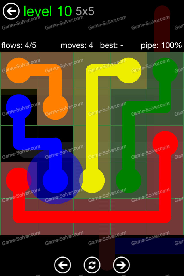 Flow Green Pack 5x5 Level 10 • Game Solver