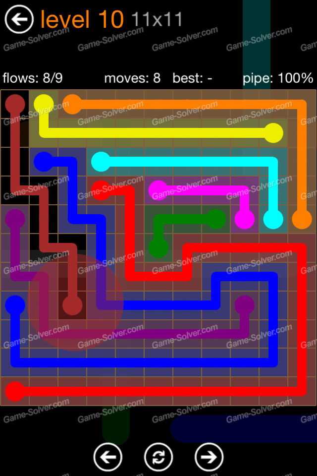Flow Jumbo Pack 11x11 Level 10 • Game Solver