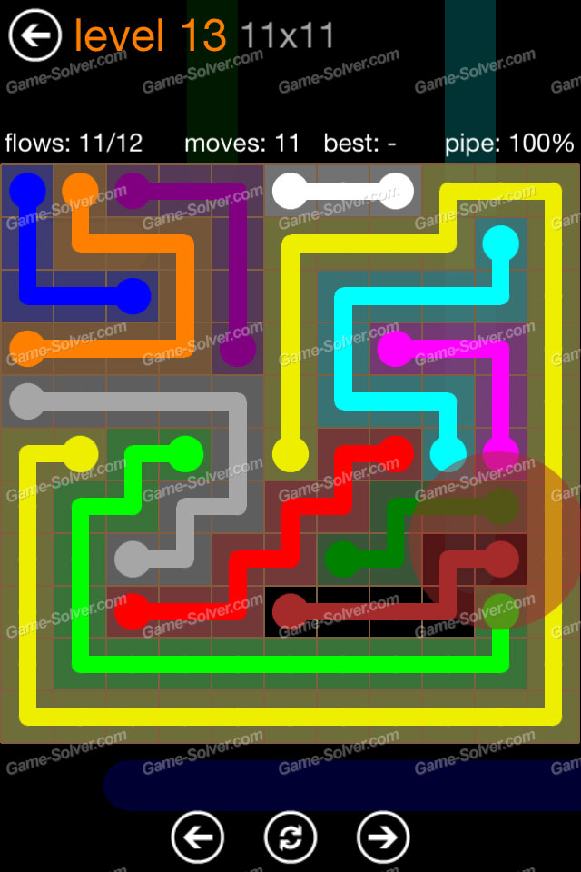 Flow Jumbo Pack 11x11 Level 13 • Game Solver