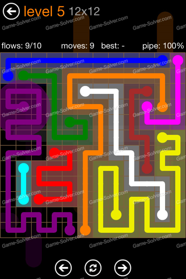Flow Jumbo Pack 12x12 Level 5 • Game Solver