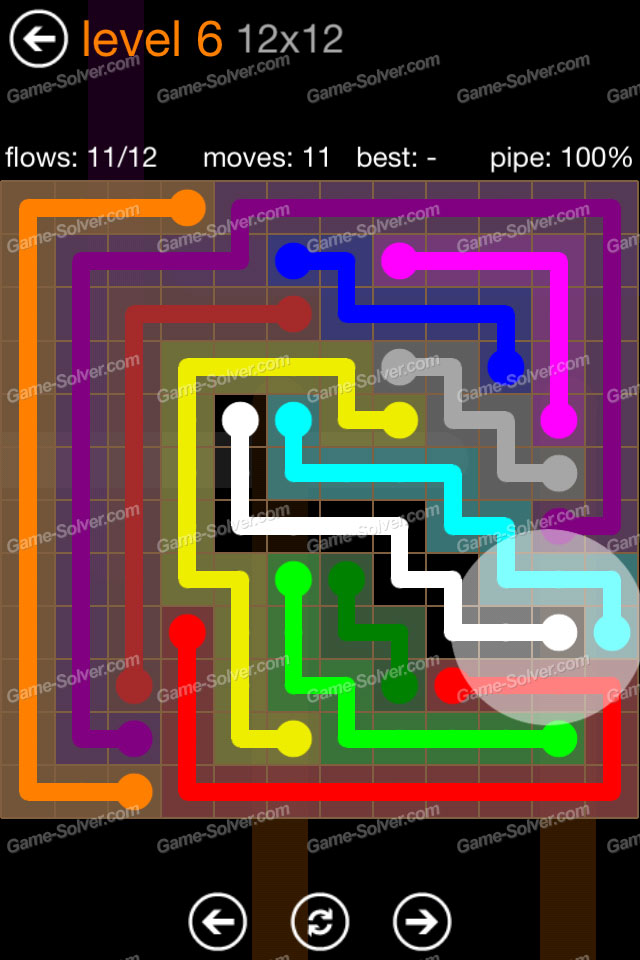 Flow Jumbo Pack 12x12 Level 6 • Game Solver