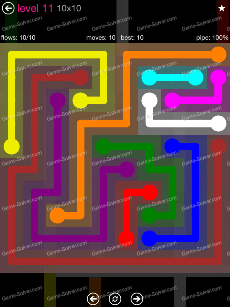 Flow Pink Pack 10x10 Level 11 • Game Solver