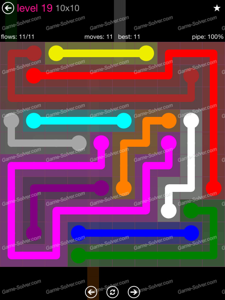 Flow Pink Pack 10x10 Level 19 • Game Solver