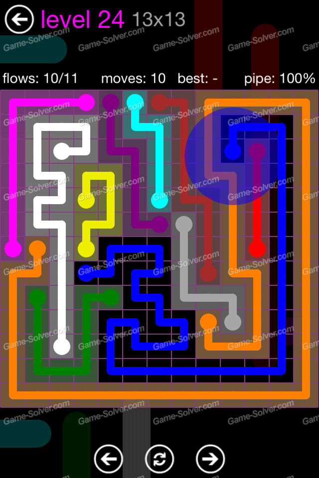 Flow Purple Pack 13x13 Level 24 • Game Solver