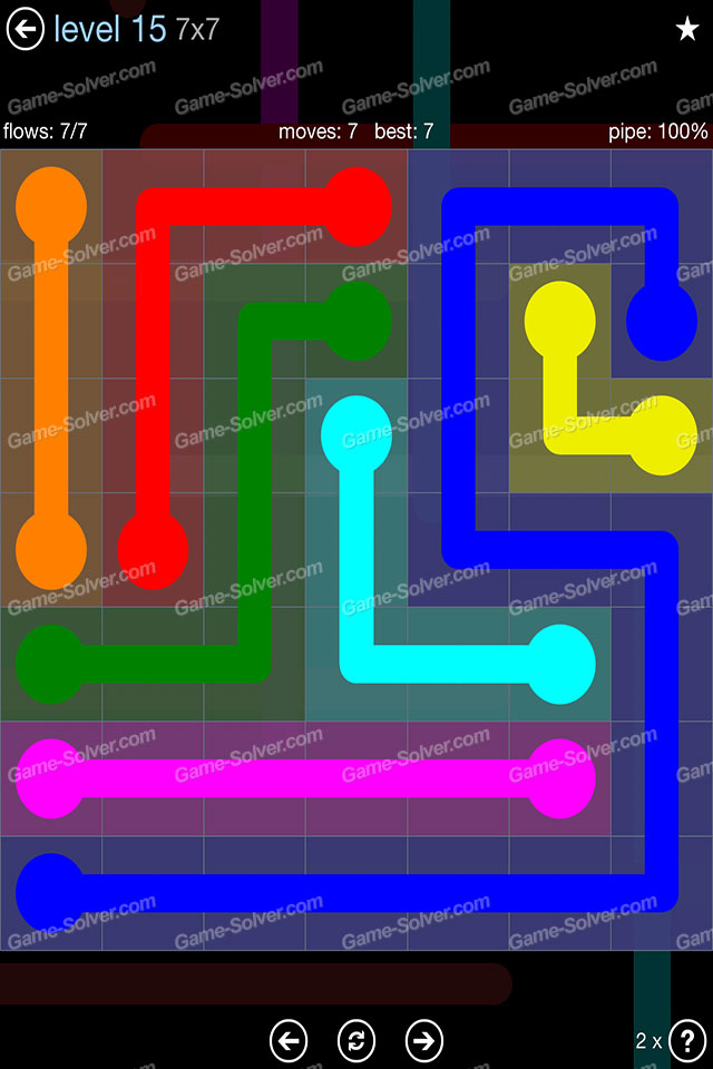 Flow Rainbow Pack Level 15 • Game Solver