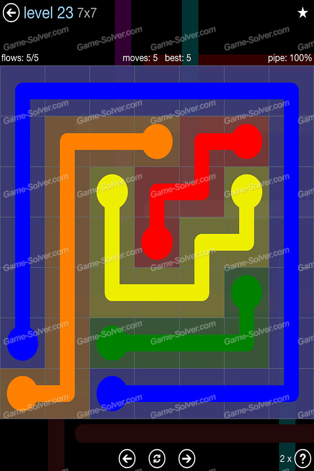 Flow Rainbow Pack Level 23 • Game Solver