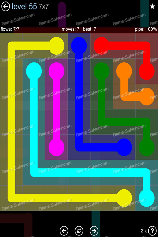 Flow Rainbow Pack Level 55 • Game Solver