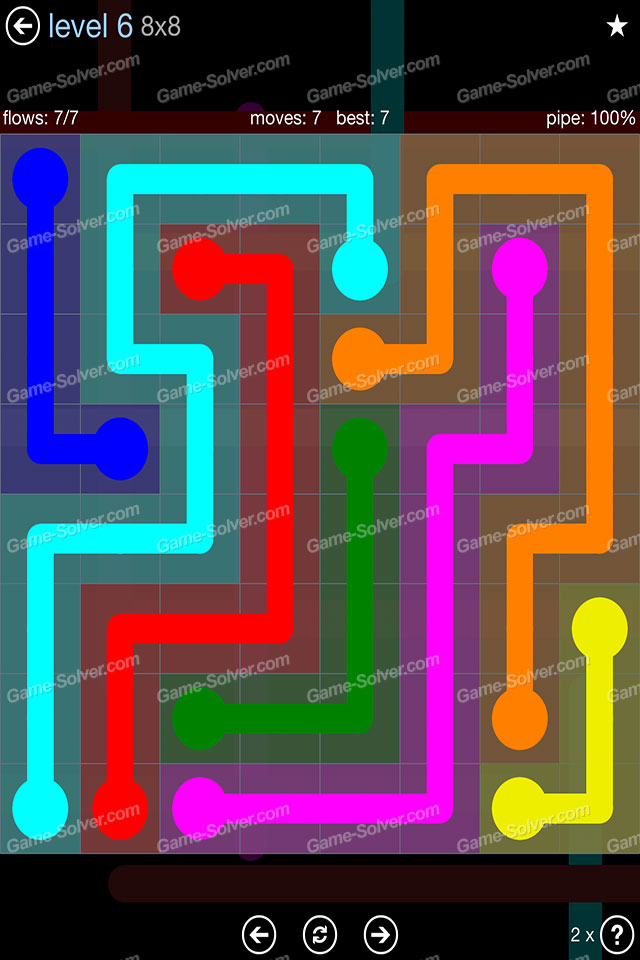 Flow Rainbow Pack Level 6 • Game Solver