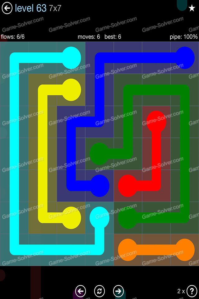 Flow Rainbow Pack Level 63 • Game Solver
