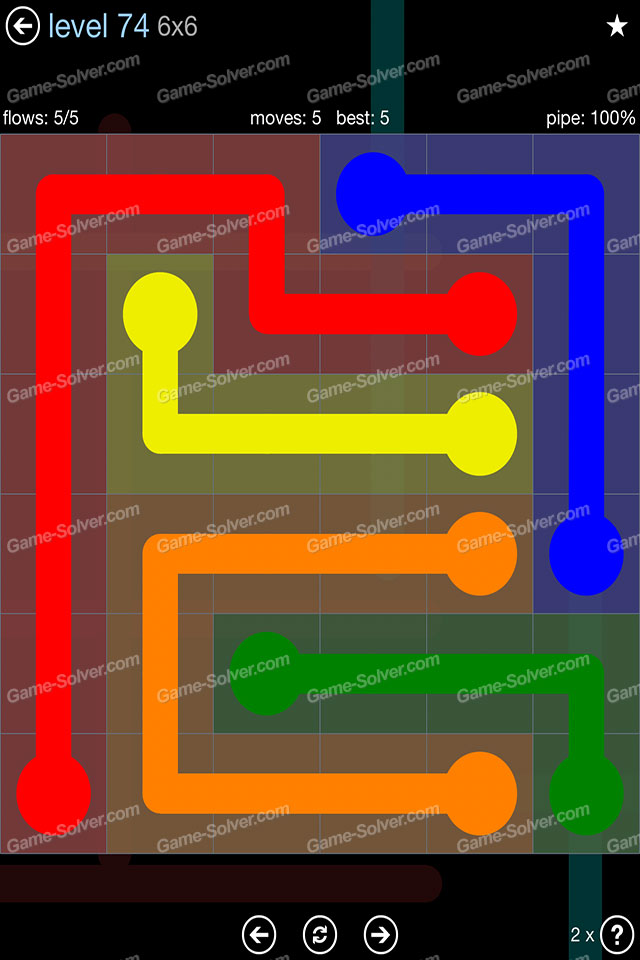 Flow Rainbow Pack Level 74 • Game Solver