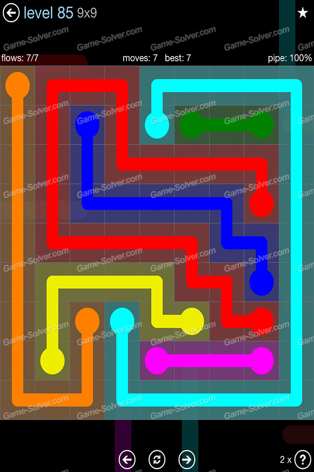 Flow Rainbow Pack Level 85 • Game Solver