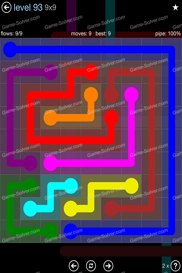 Flow Rainbow Pack Level 93 • Game Solver
