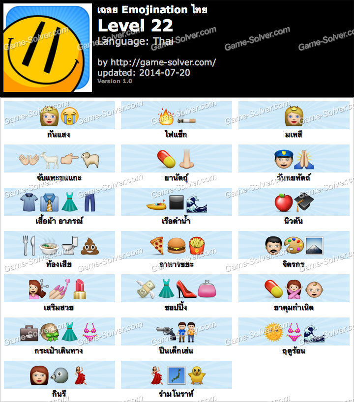 Emojination Thai Level 22 • Game Solver