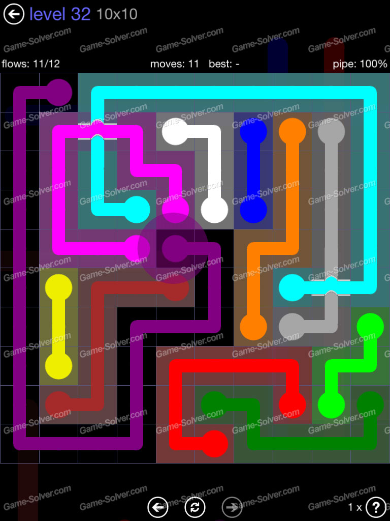 Flow Bridges 10x10 Mania Level 32 • Game Solver