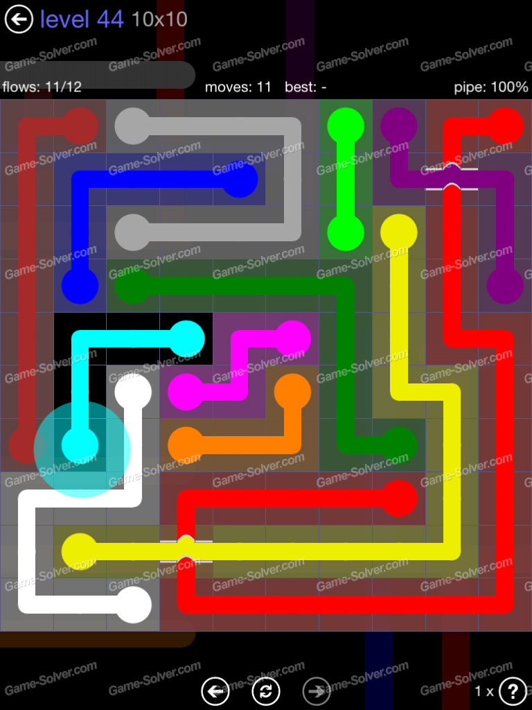 Flow Bridges 10x10 Mania Level 44 • Game Solver