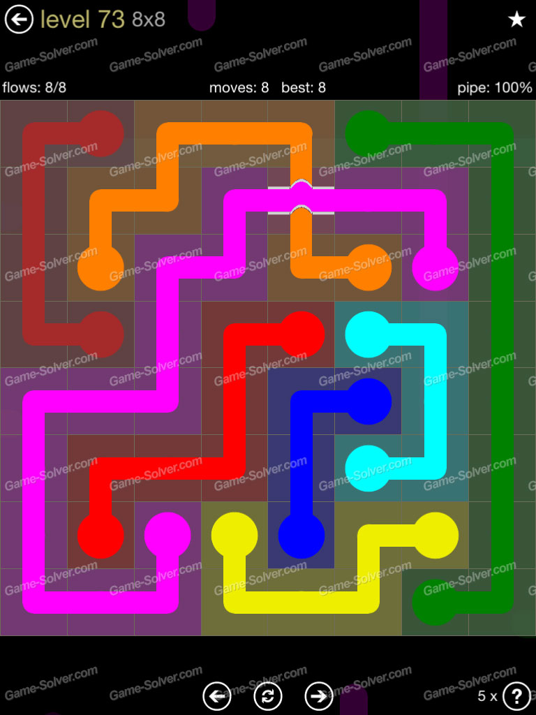 Flow Bridges 8x8 Mania Level 73 • Game Solver