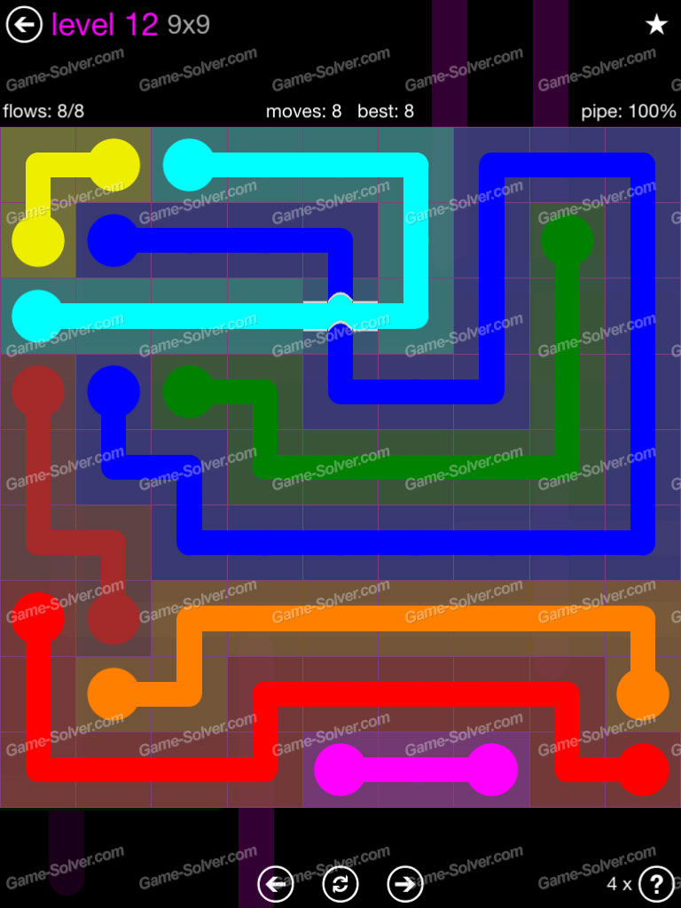 Flow Bridges 9x9 Mania Level 12 • Game Solver